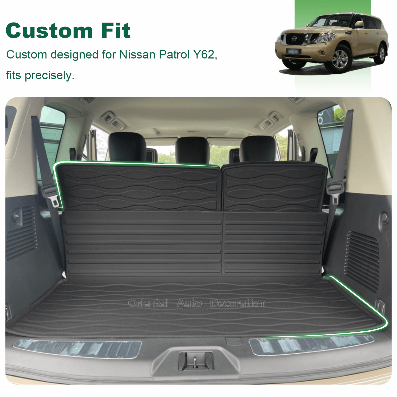 OAD 3D TPE 3pcs Detachable Boot Mat for Nissan Patrol Y62 2012+ Cargo ...