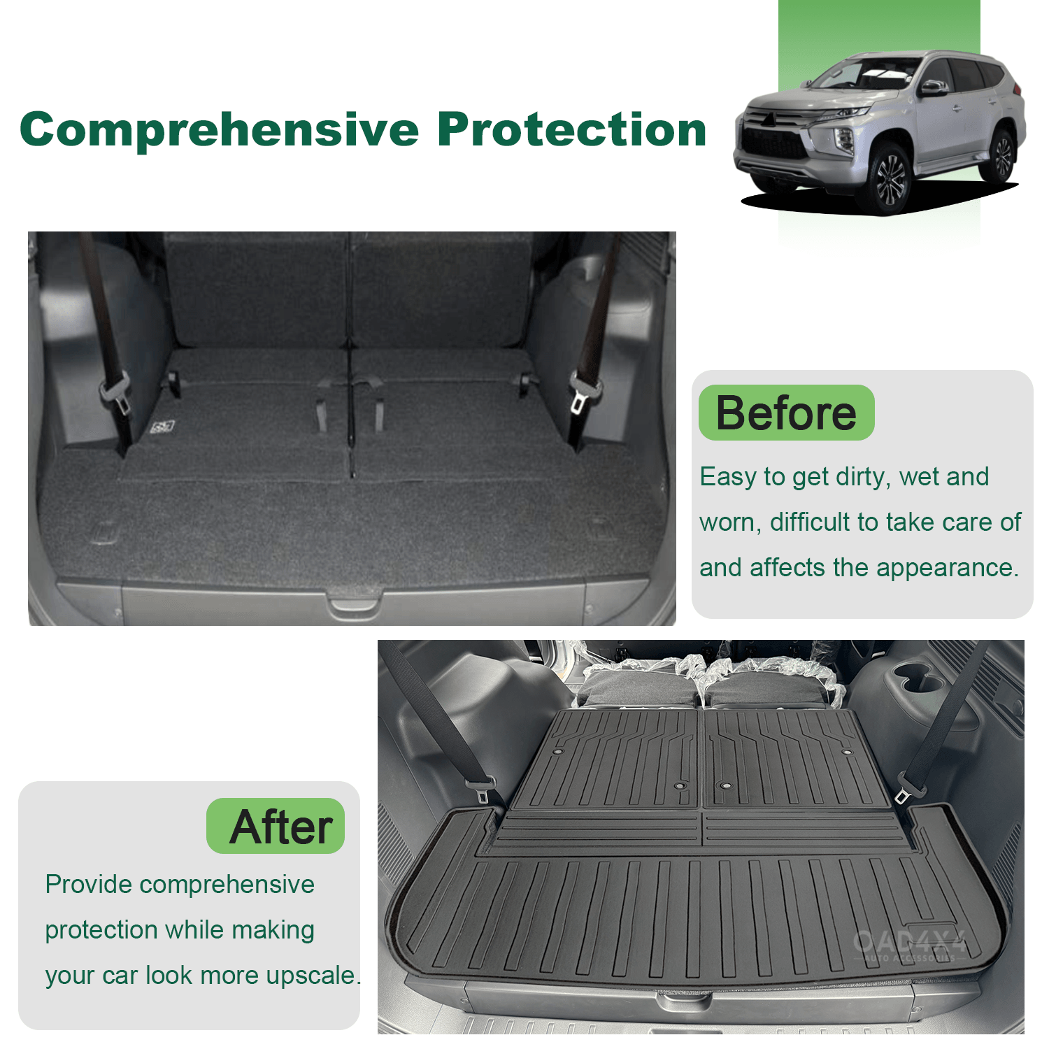 3D TPE Cargo Mat for Mitsubishi Pajero Sport 7 Seats 2015-Onwards Boot ...