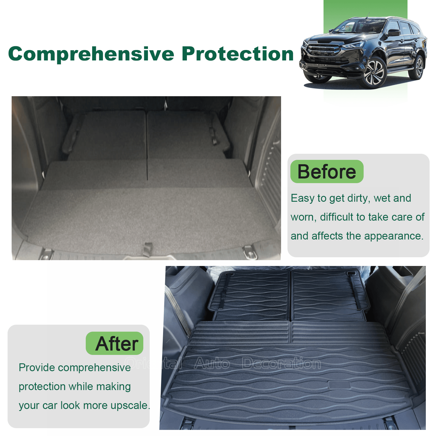 3D TPE Detachable 3pcs Boot Mat for ISUZU MUX MU-X 2021-Onwards Cargo ...