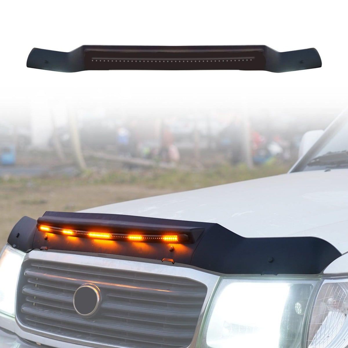 Bonnet Protector with LED Lights for Toyota Land Cruiser 100 1998-2007 ...