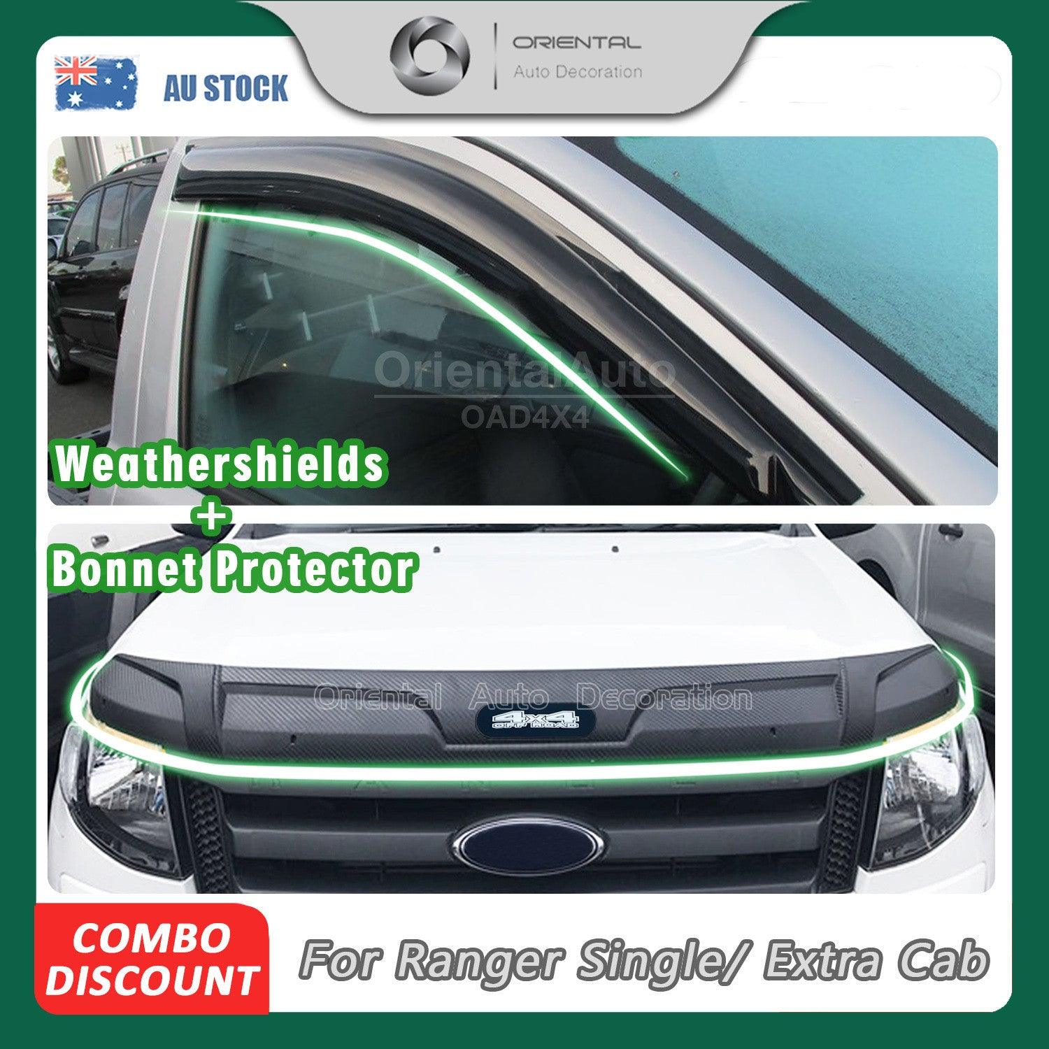 Injection Bonnet Protector & Premium Weathershield for Ford Ranger Sin ...