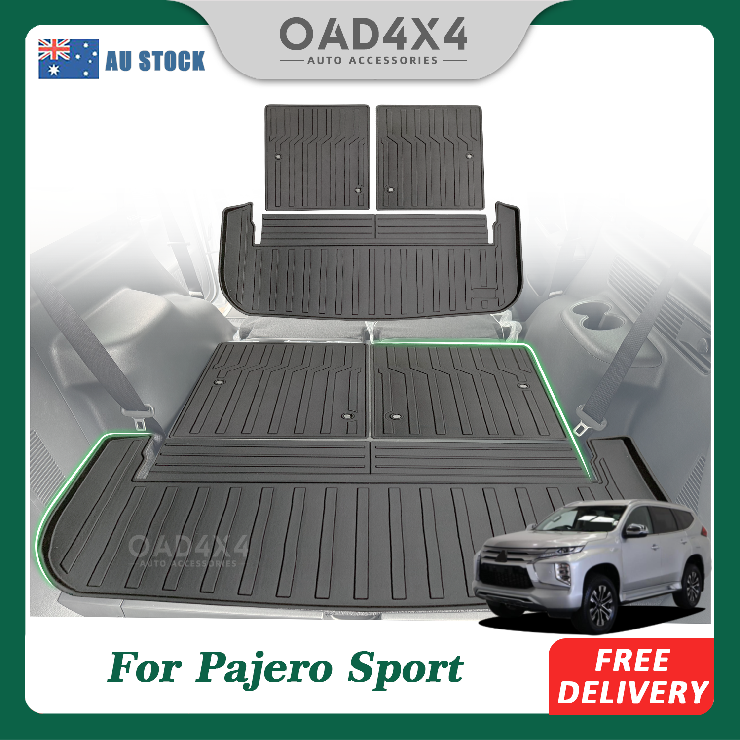 3D TPE Cargo Mat for Mitsubishi Pajero Sport 7 Seats 2015-Onwards Boot ...