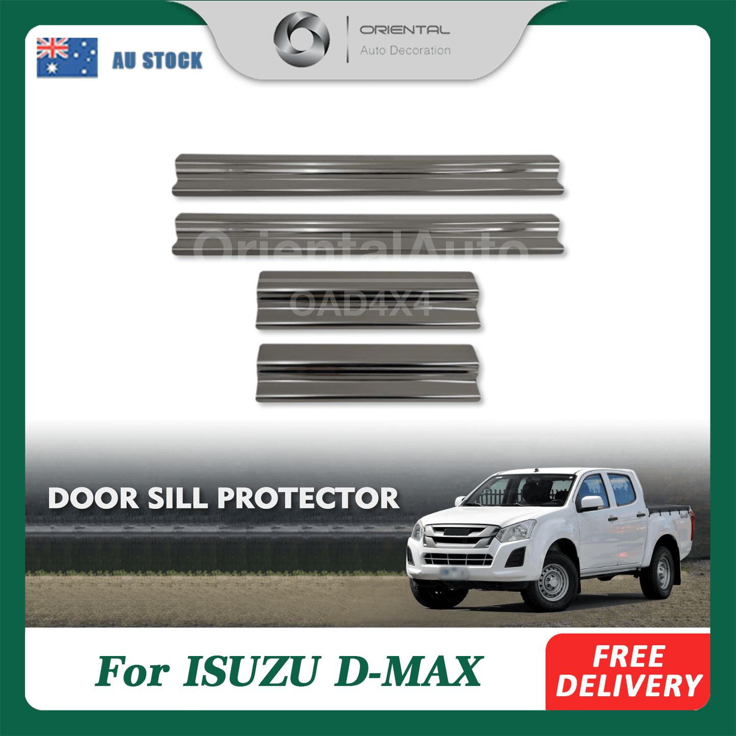 Stainless Door Sill Protector for ISUZU D-MAX / DMAX Dual Cab 2012-202 ...