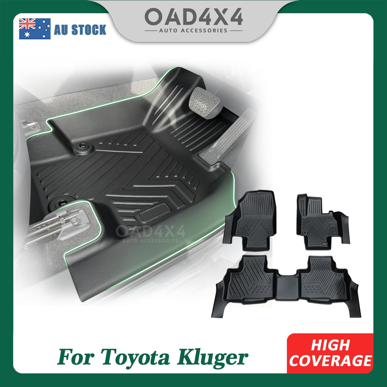 5D TPE Floor Mats for Toyota Kluger 2021-Onwards Tailored Door Sill Co ...