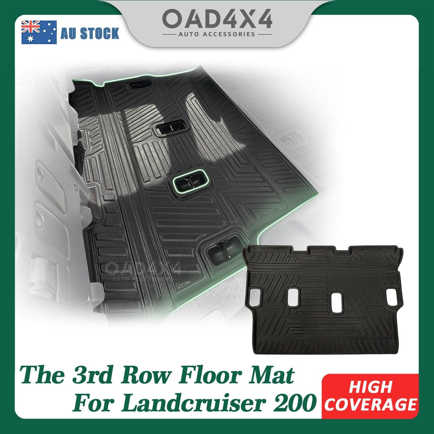 5D TPE Third/3rd Row Car Floor Mats for for Toyota Landcruiser 200 200 ...