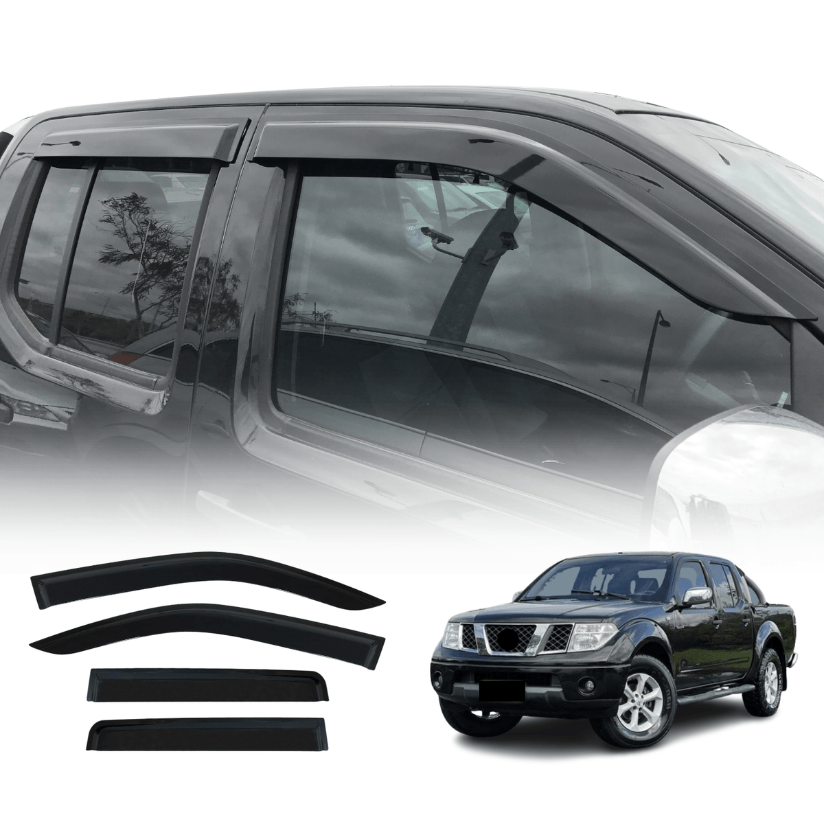 Injection Weather Shields for Nissan Navara D40 Dual Cab 2005-2015 ...