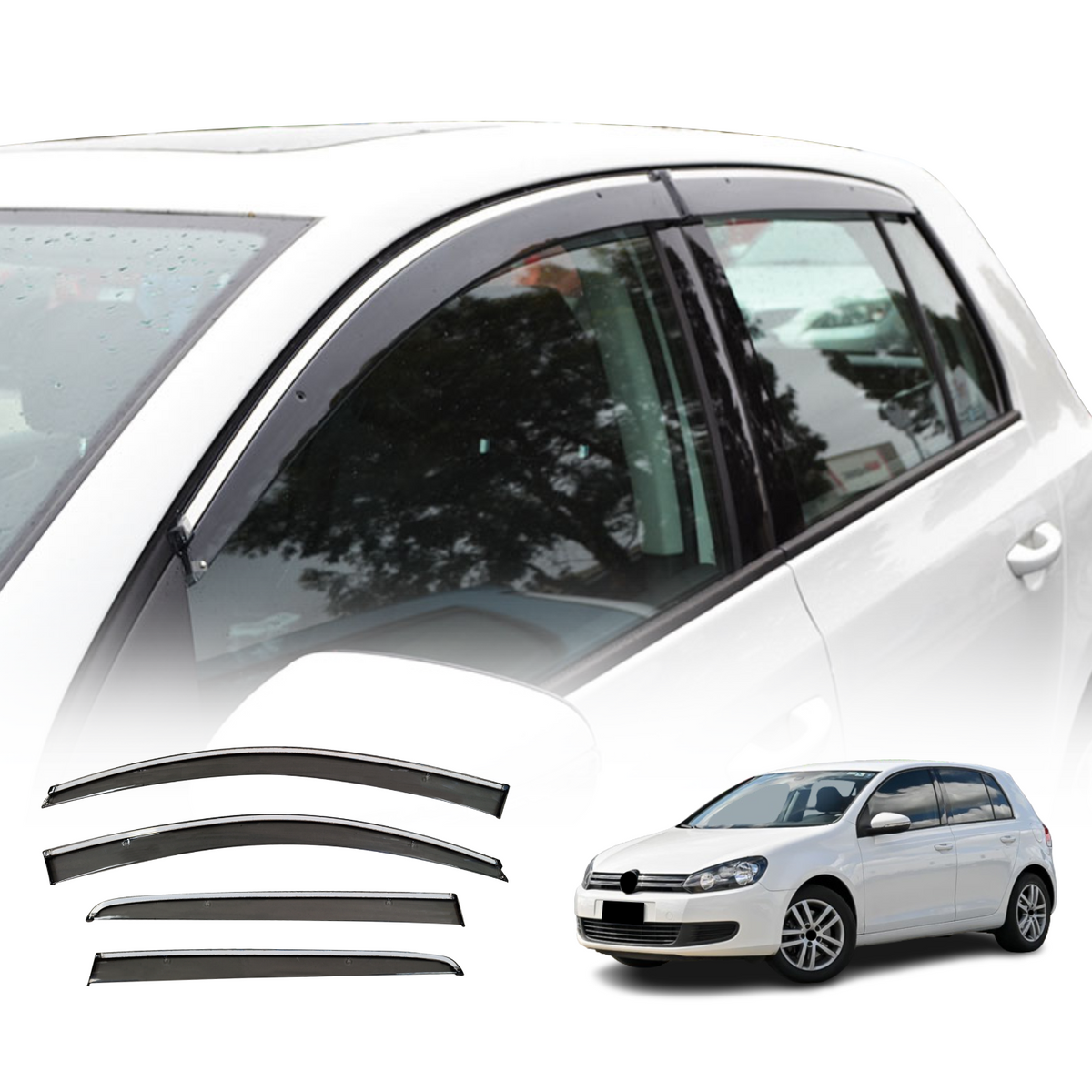 Stainless Edge Weather Shields for Volkswagen Golf 6th 2009-2013 MK6 ...
