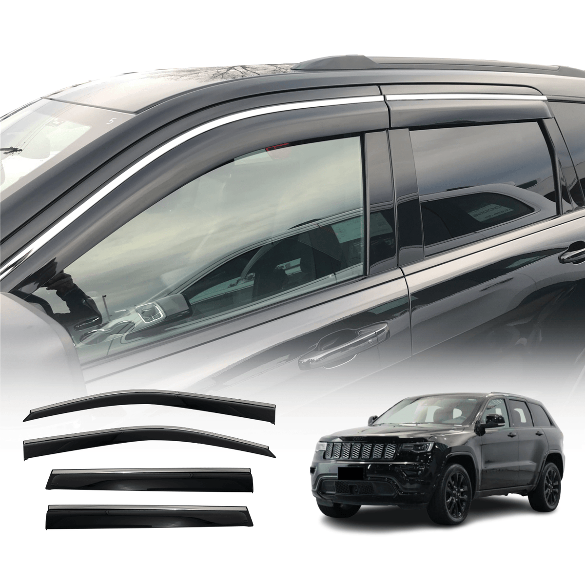 Stainless Edge Weather Shields for Jeep Grand Cherokee WK/WK2 2010-202 ...