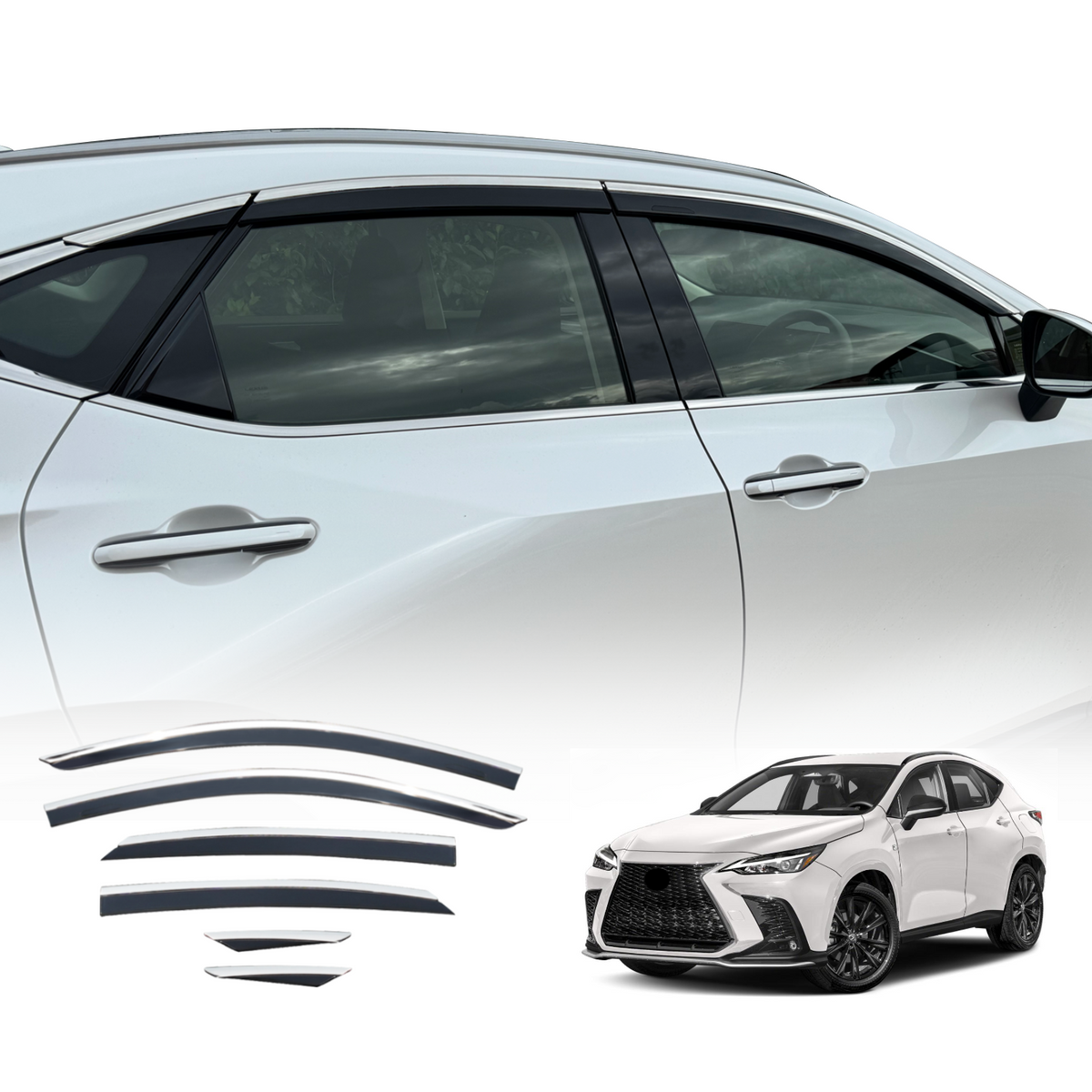 Stainless Edge Weather Shields for Lexus NX Series 2022-Onwards 6PCS ...