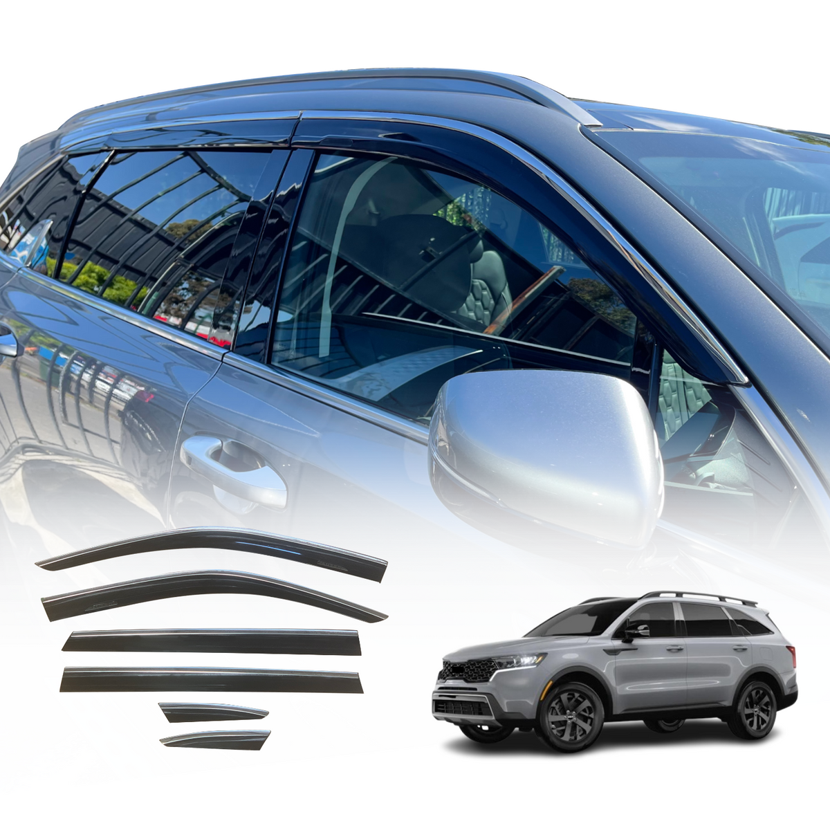 Stainless Edge Weather Shields for KIA Sorento MQ4 Series 2020-Onwards ...