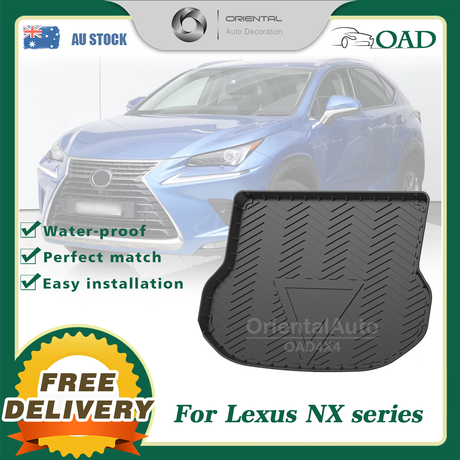 OAD 3D TPE Boot Mat for Lexus NX series NX200T/300/300H 2014-2021 Carg ...