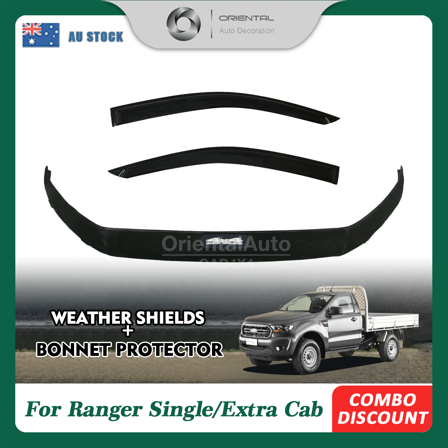 Injection Bonnet Protector & Premium Weathershield for Ford Ranger Sin ...