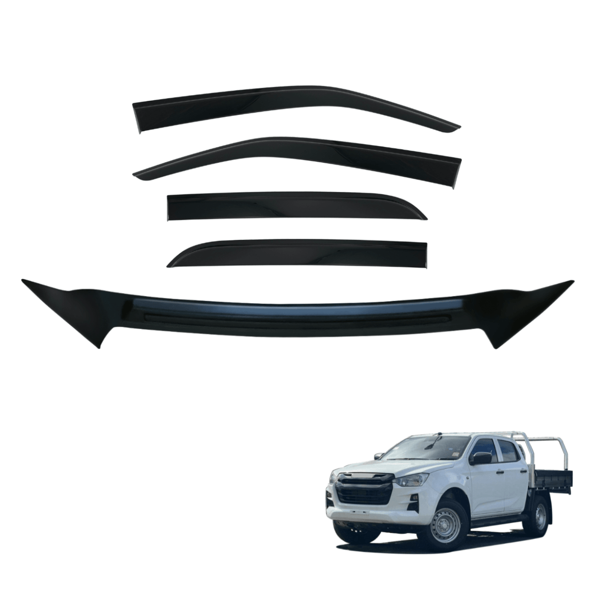 Bonnet Protector & Injection Weathershields for ISUZU DMAX D-MAX Dual ...