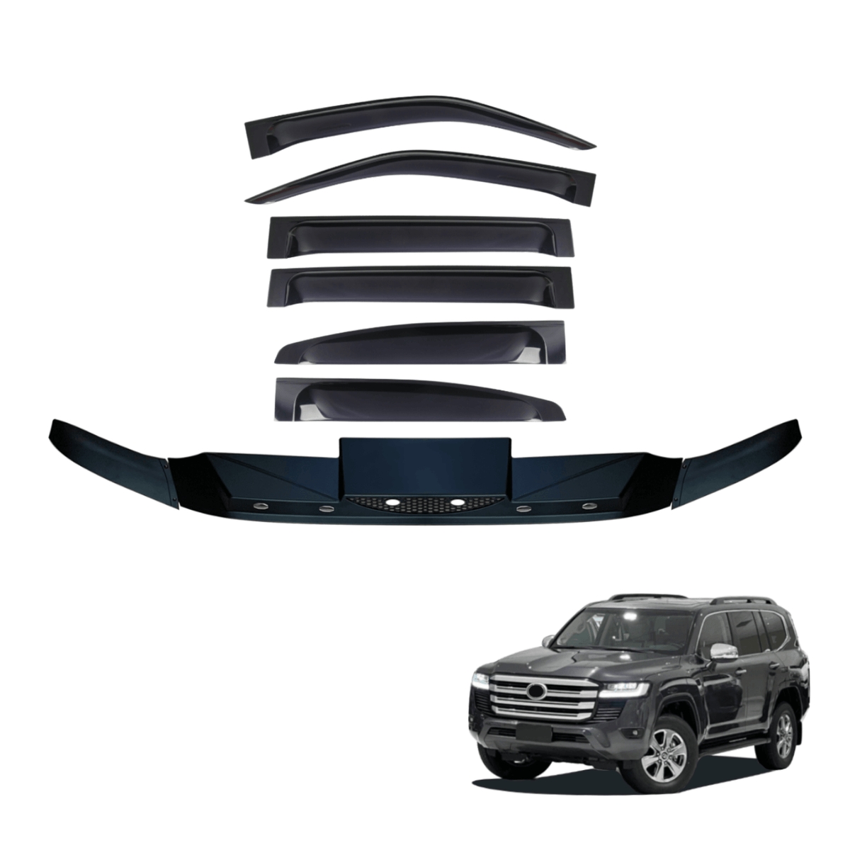 Bonnet Protector & Widened Luxury Weather Shields for Toyota Land Crui ...