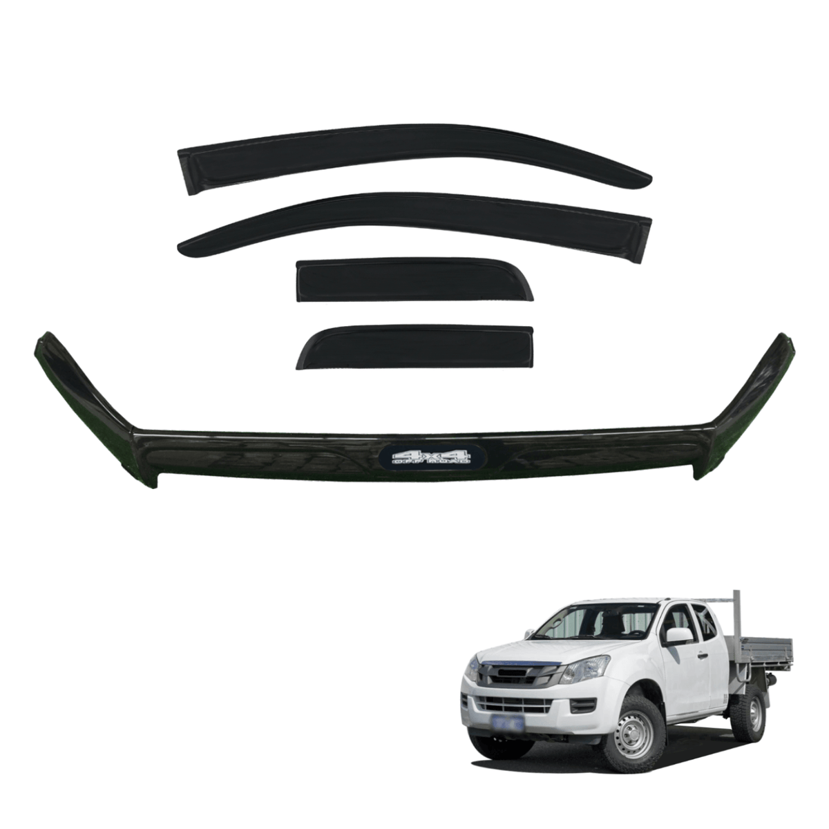 Bonnet Protector & Luxury Weathershields for ISUZU DMAX D-MAX Extra Ca ...