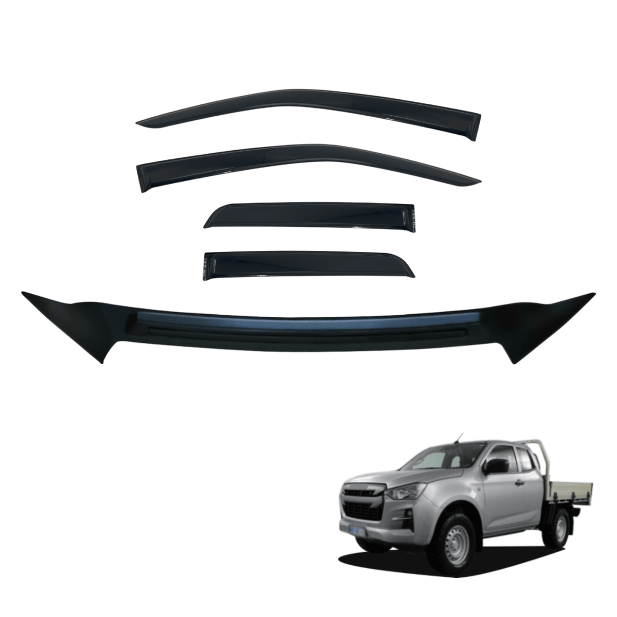 Bonnet Protector & Luxury Weathershields for ISUZU DMAX D-MAX Extra Ca ...