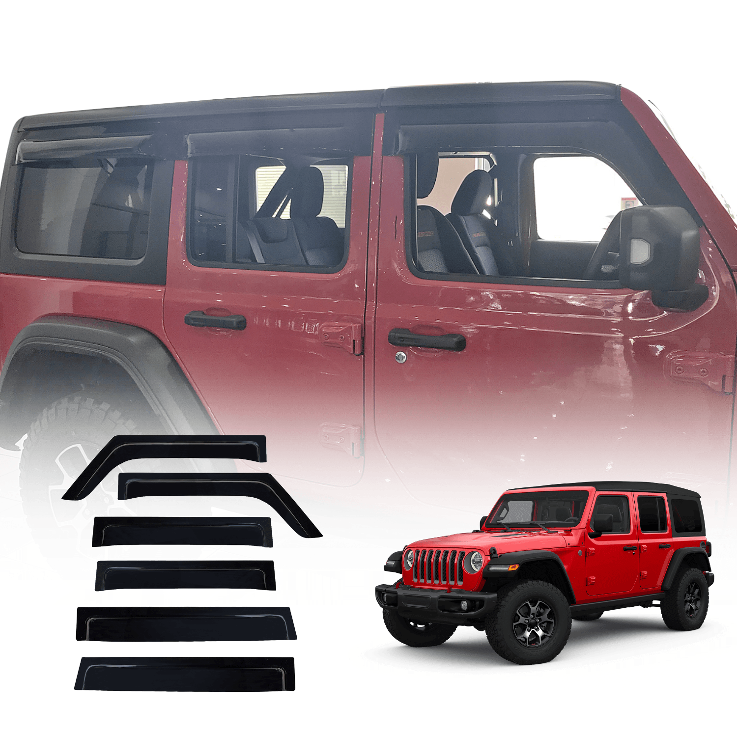 Widened Weather Shields for Jeep Wrangler JL Series 2018-Onwards 6PCS ...
