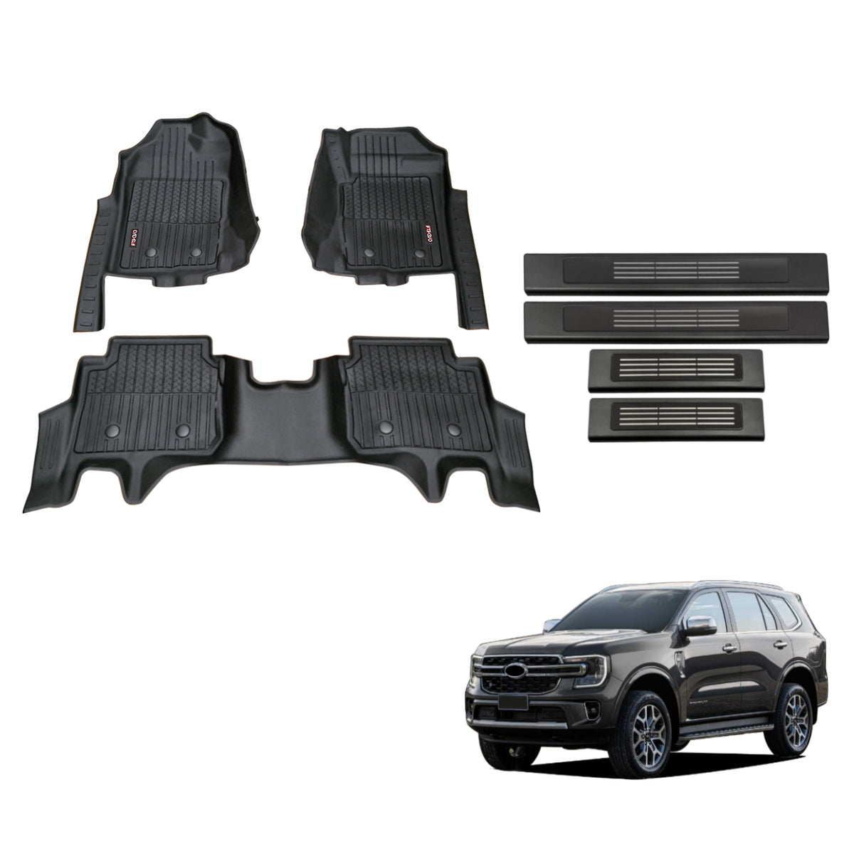 Injection Floor Mats & Door Sill Protector for Ford Everest Next-Gen 2 ...